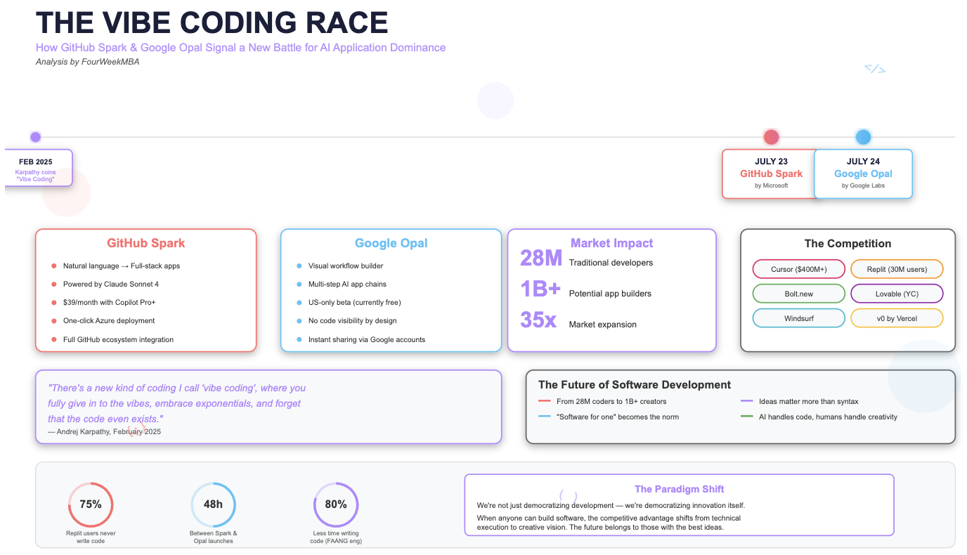 The Vibe Coding Race: How GitHub Spark and Google Opal Signal a New Battle for AI Application ...