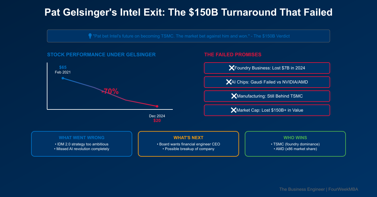 Pat Gelsinger's Intel Exit: Anatomy of a $150B Destruction and Why the ...