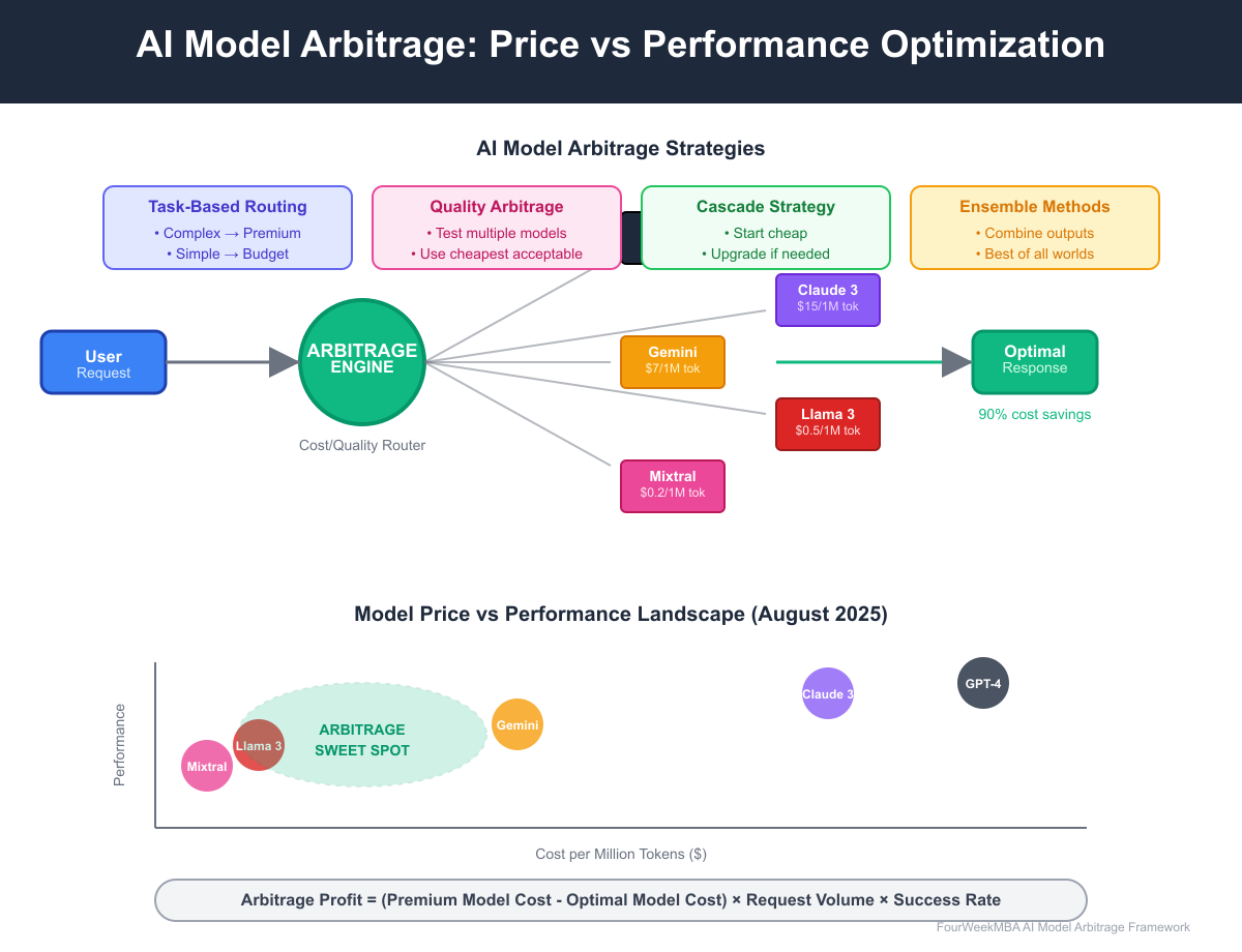 AI Model Arbitrage: Exploiting Price-Performance Gaps for 90% Cost Savings - FourWeekMBA