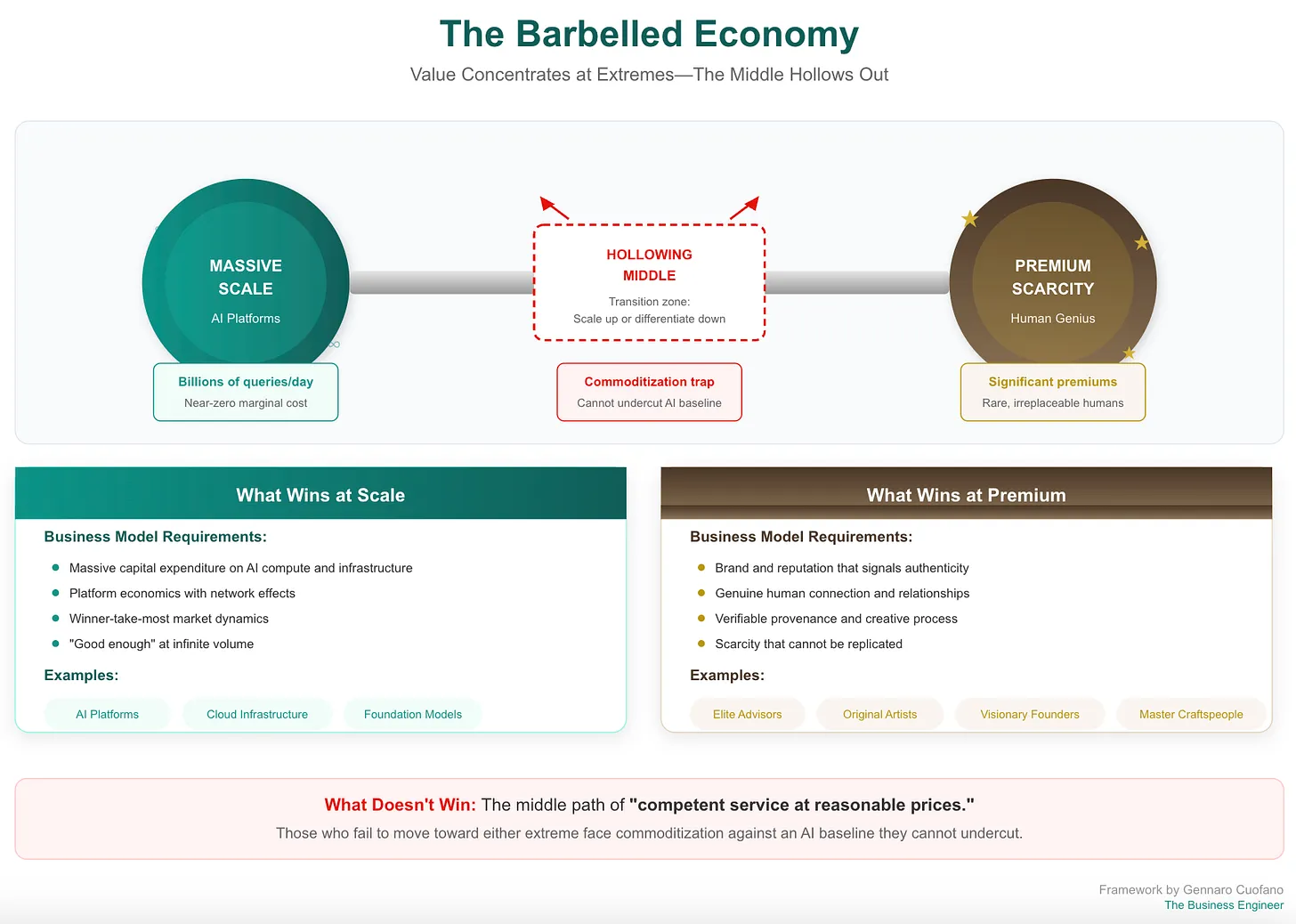 The Barbelled Economy in an AI World - FourWeekMBA